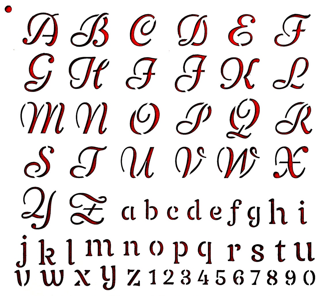 Stencil 1 Educational Templates Alphabet Letter Numbers Symbols Signs ...