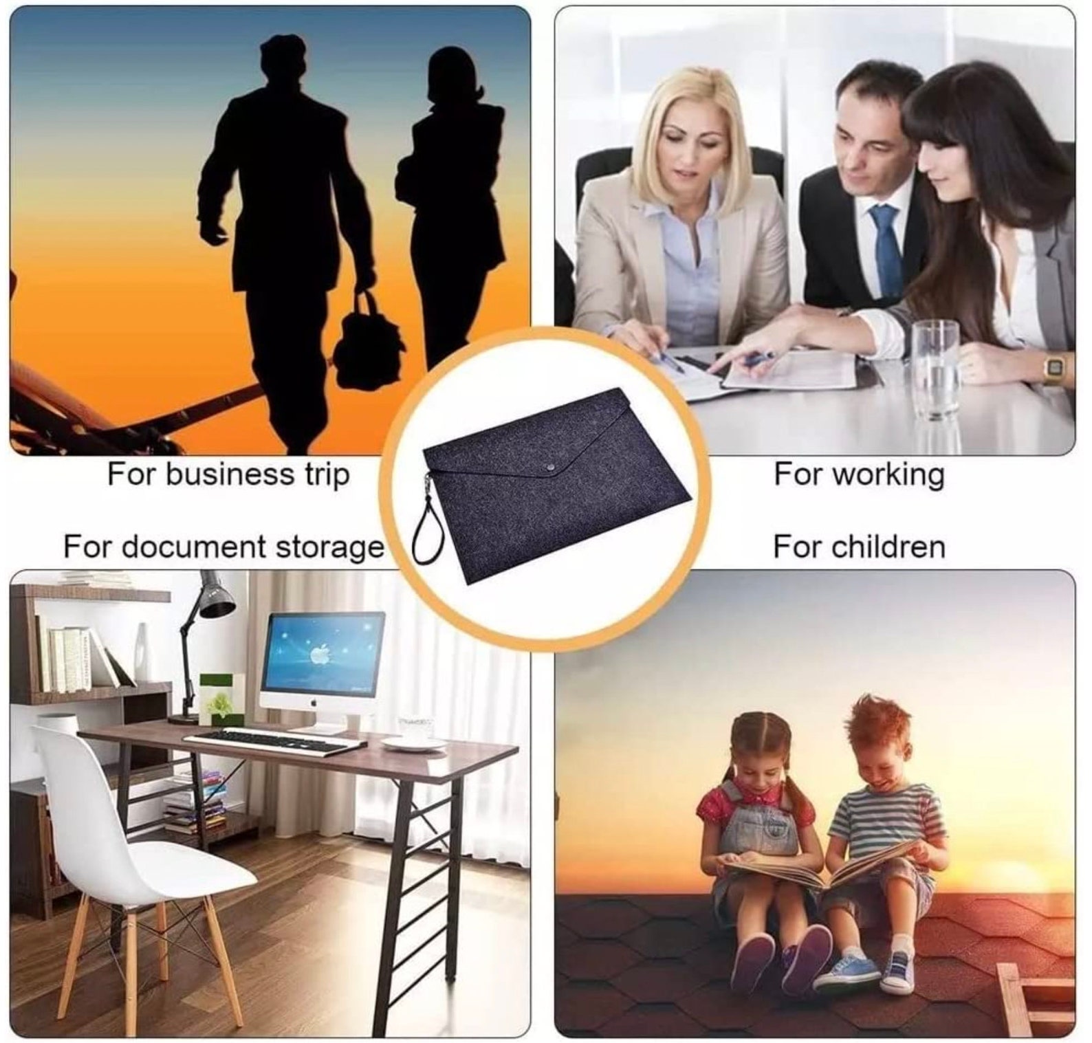 Felt File Folder Office Home School Stationery Storage, Document Bag ...