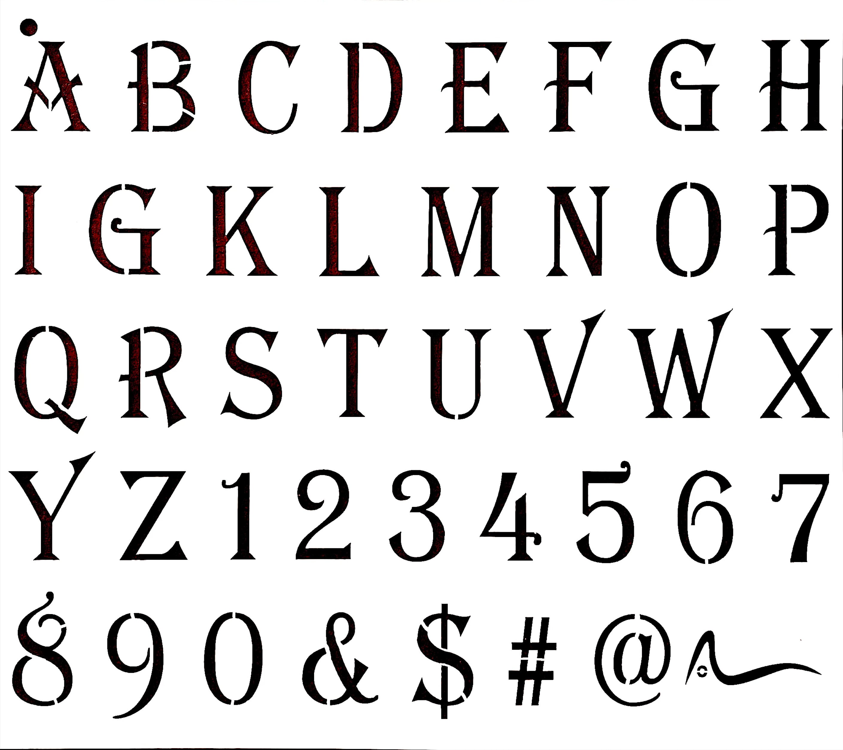 Stencil 1 Educational Templates Alphabet Letter Numbers Symbols Signs ...