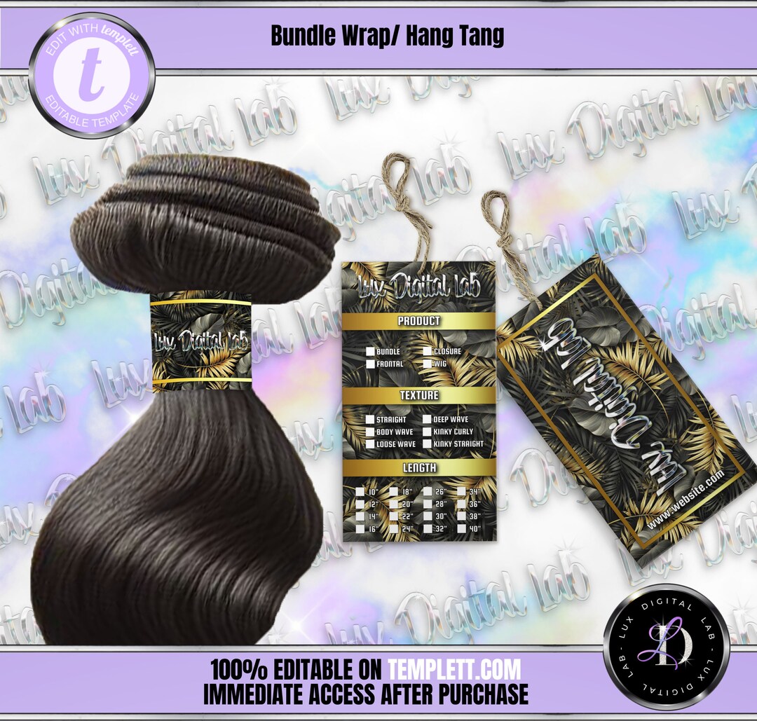 Tropical Leaves Bundle Wrap/hang Tags Editable Template - Etsy