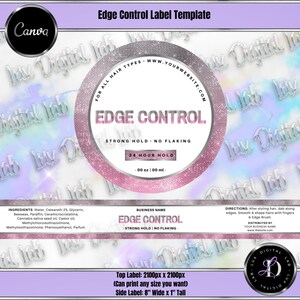 Glitter Gradient EDGE CONTROL Label and Ingredients Label Template - Etsy