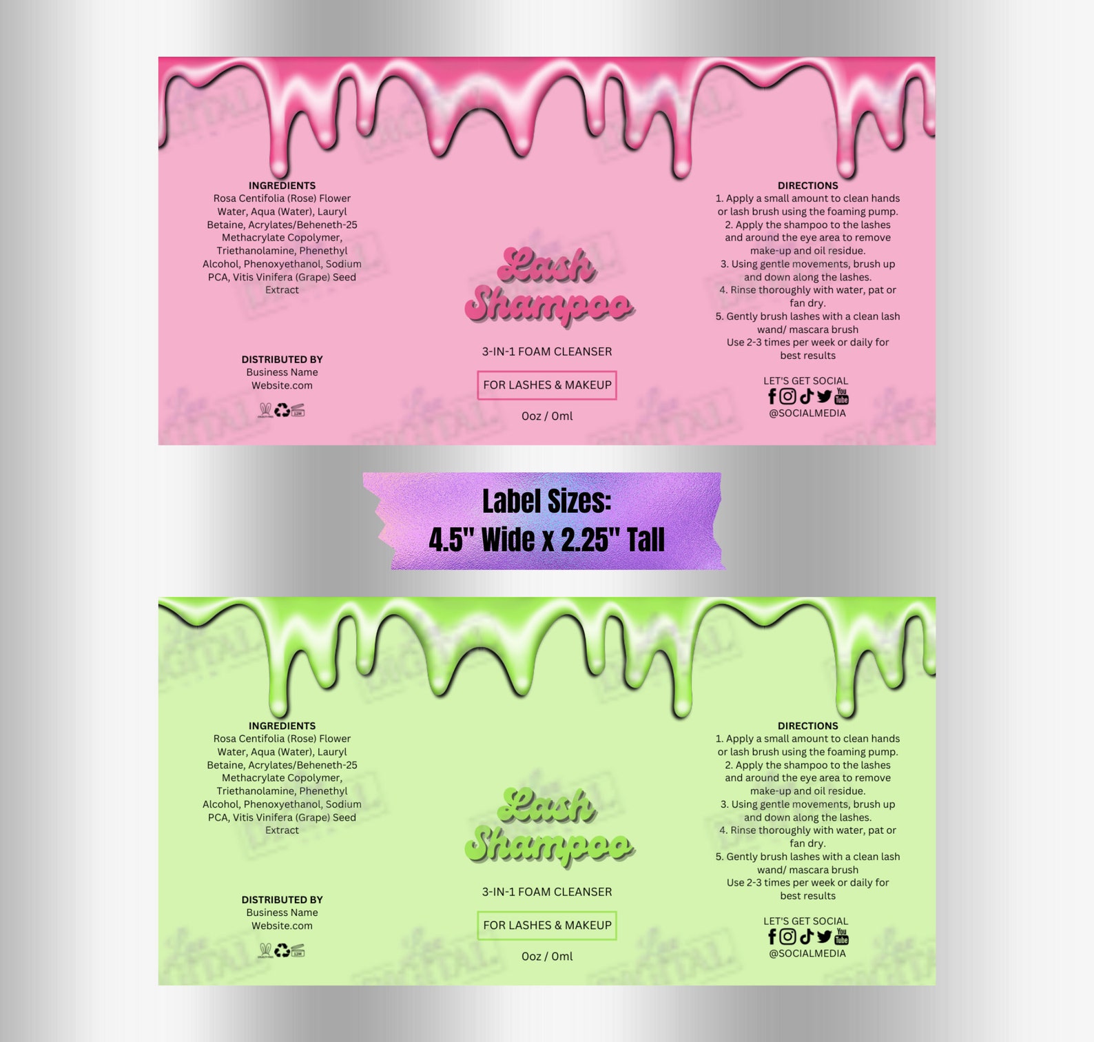 Gooey Drip Editable Lash Shampoo Label Template - Etsy