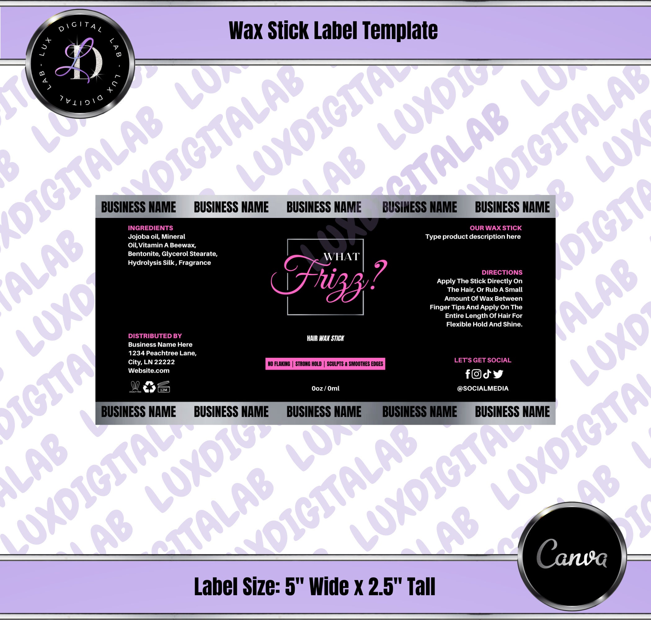 Silver Editable Wax Stick Label Template - Etsy