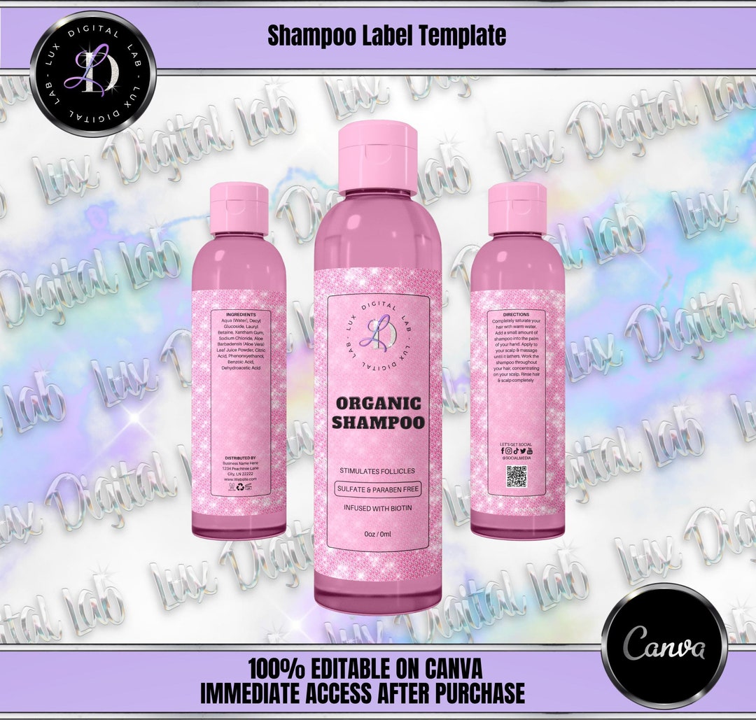 Pink Diamond Shampoo Label Template - Etsy