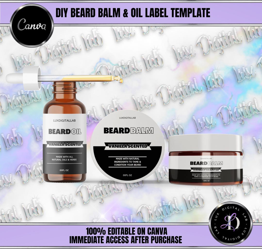 Monochrome Beard Balm/ Beard Oil Product Label Template - Etsy