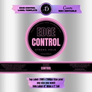 EDGE CONTROL Label Template - Etsy