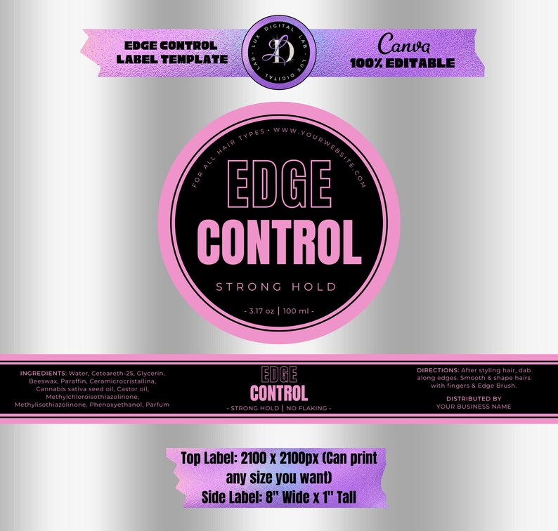 EDGE CONTROL Label Template - Etsy