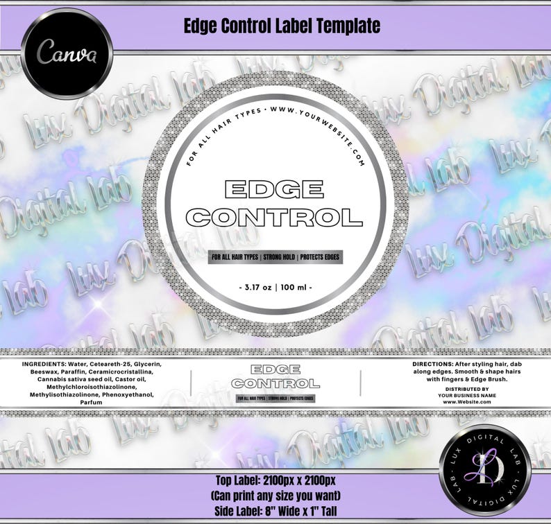 Diamond Edge Control Label Template - Etsy