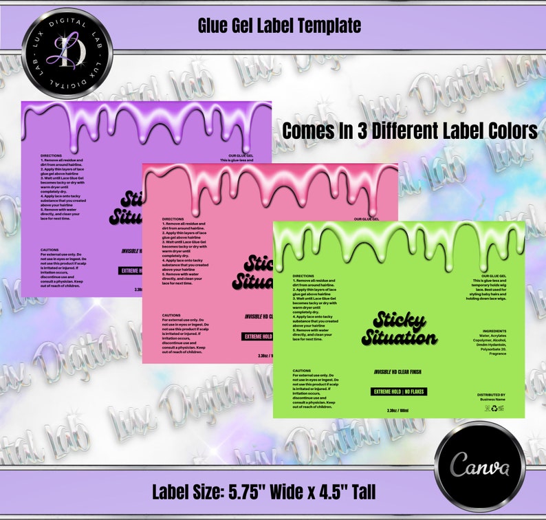 Gooey Drip Glue Gel Label Template - Etsy