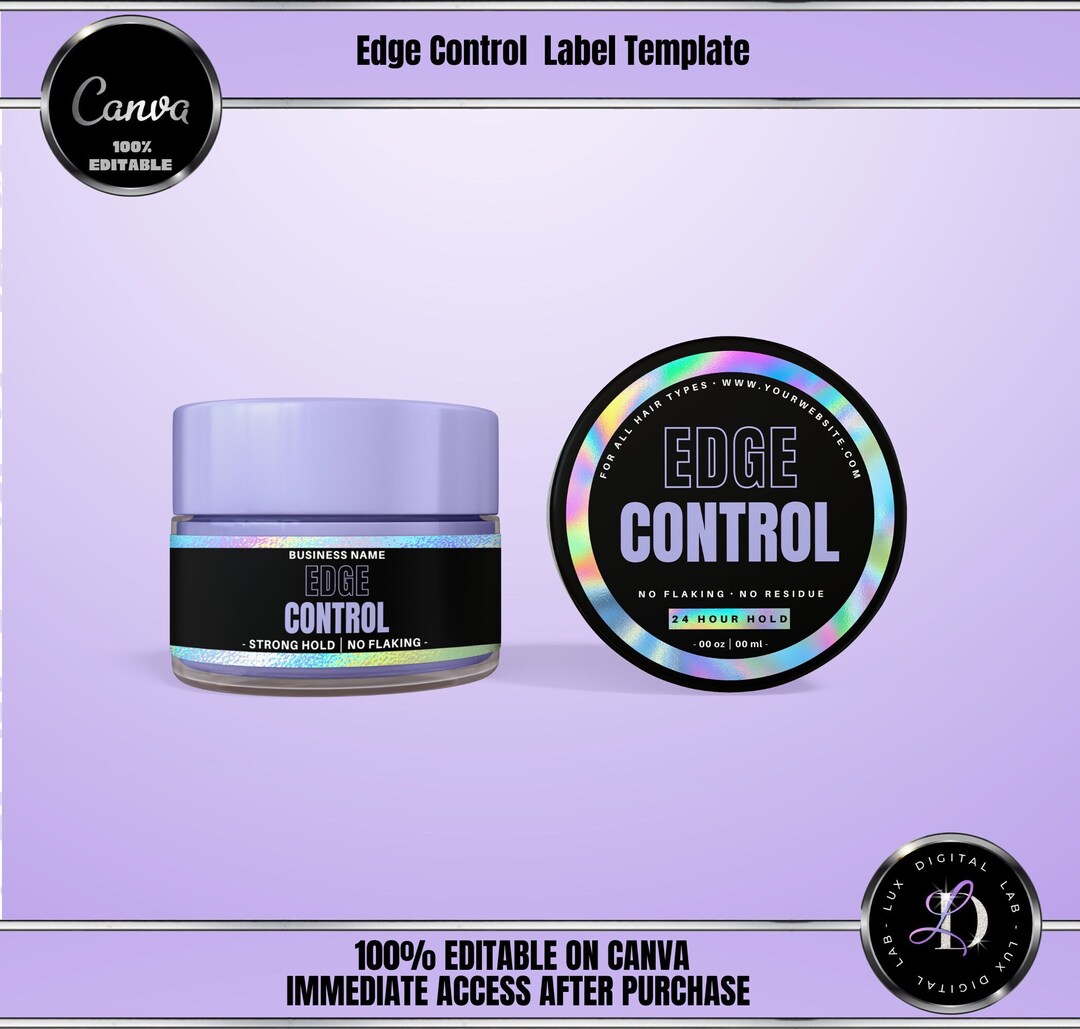 Iridescent Edge Control Label Template - Etsy