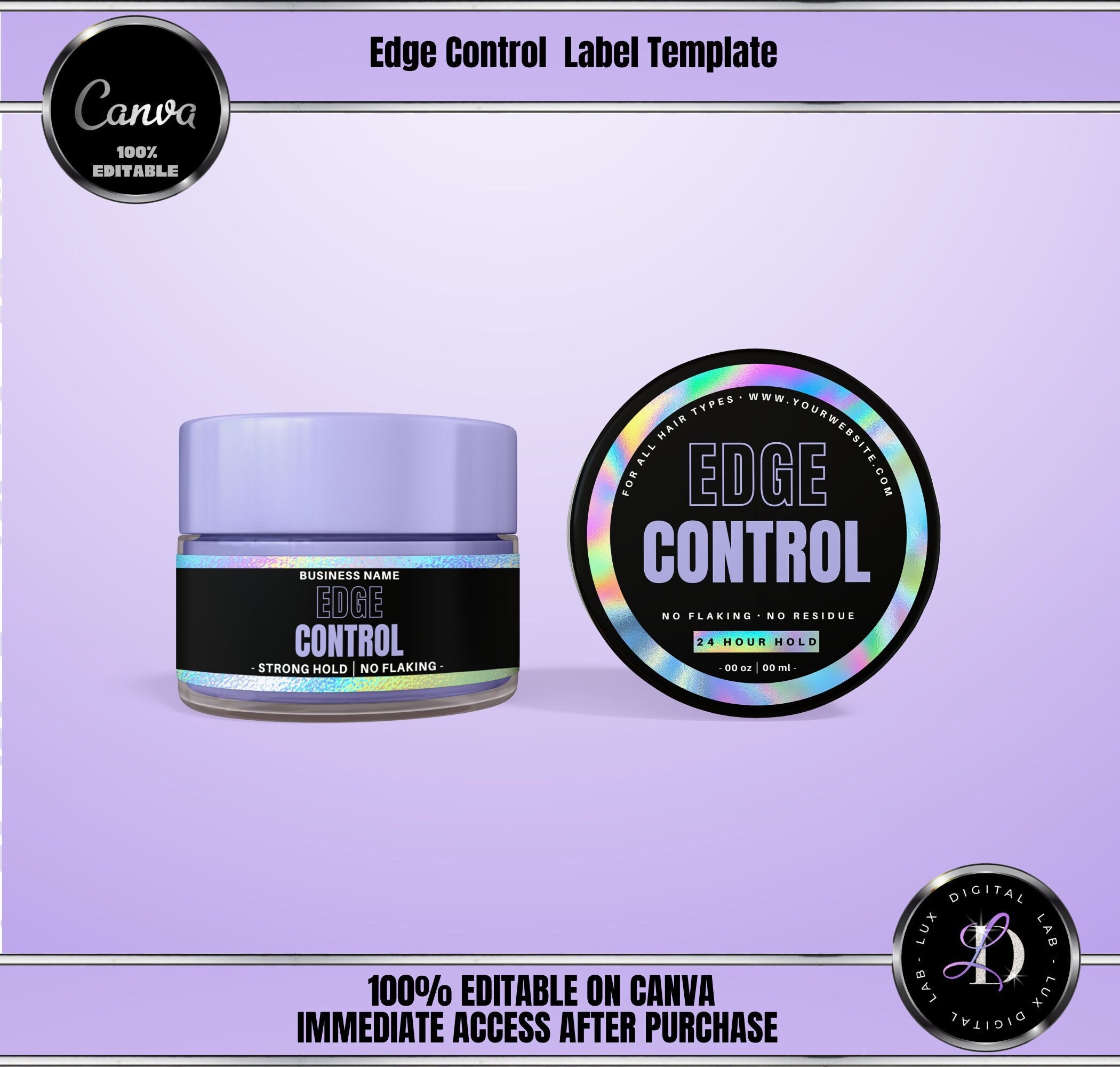 Iridescent Edge Control Label Template - Etsy