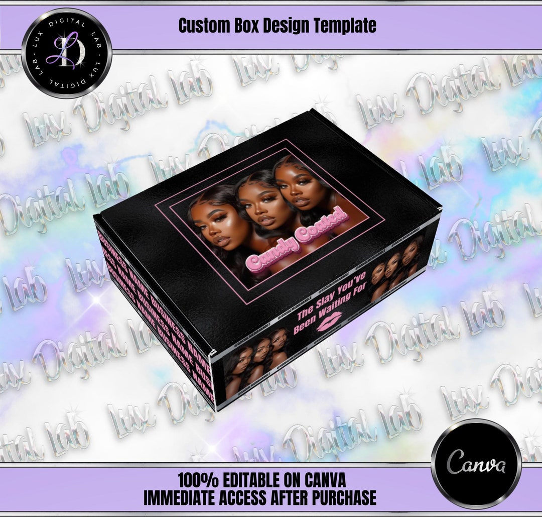 Silver/pink Beauty Box, Wig Box, Hair Box, Makeup Box, Editable ...