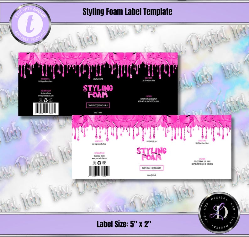 16 Pink Metallic Drip Label Templates Set - Etsy