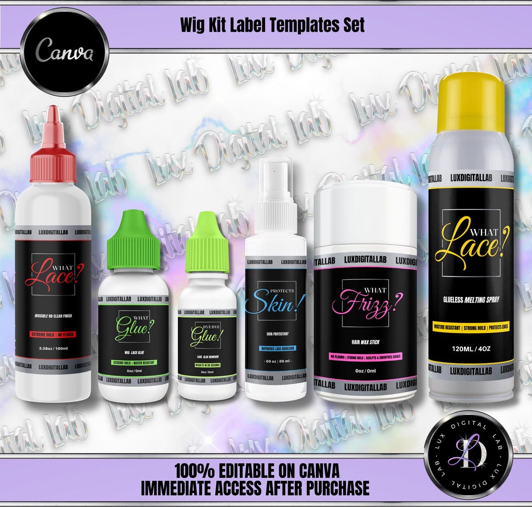 Silver Wig Kit Labels, 6 Lace Product Label Templates Set - Etsy
