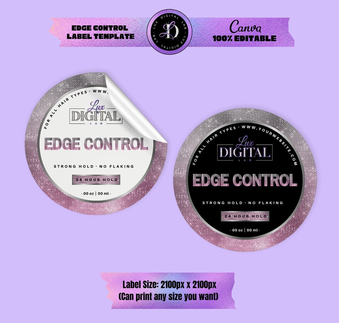 Glitter Gradient EDGE CONTROL Label and Ingredients Label - Etsy