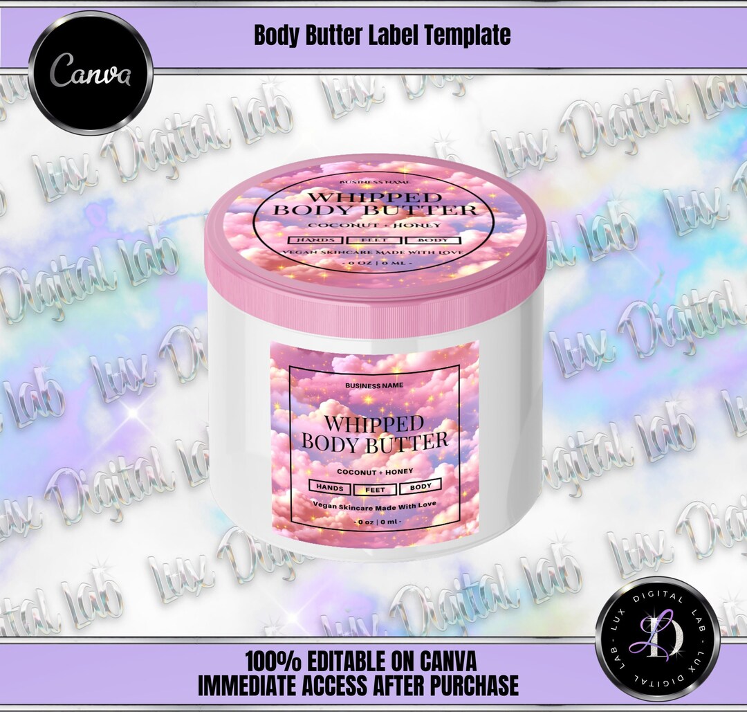 Dreamy Clouds Body Butter Label Template - Etsy