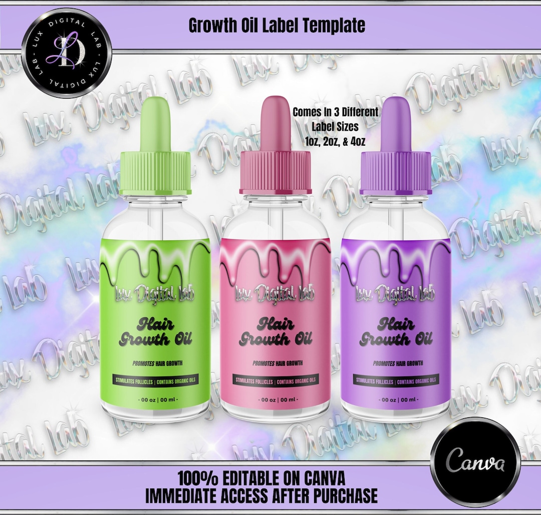 Gooey Drip 1oz, 2oz, 4oz Growth Oil Label Templates - Etsy