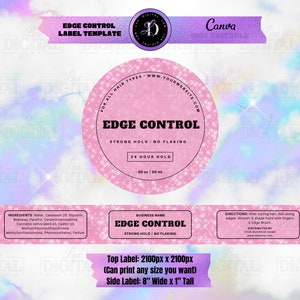 Pink Diamond Edge Control Label Template - Etsy