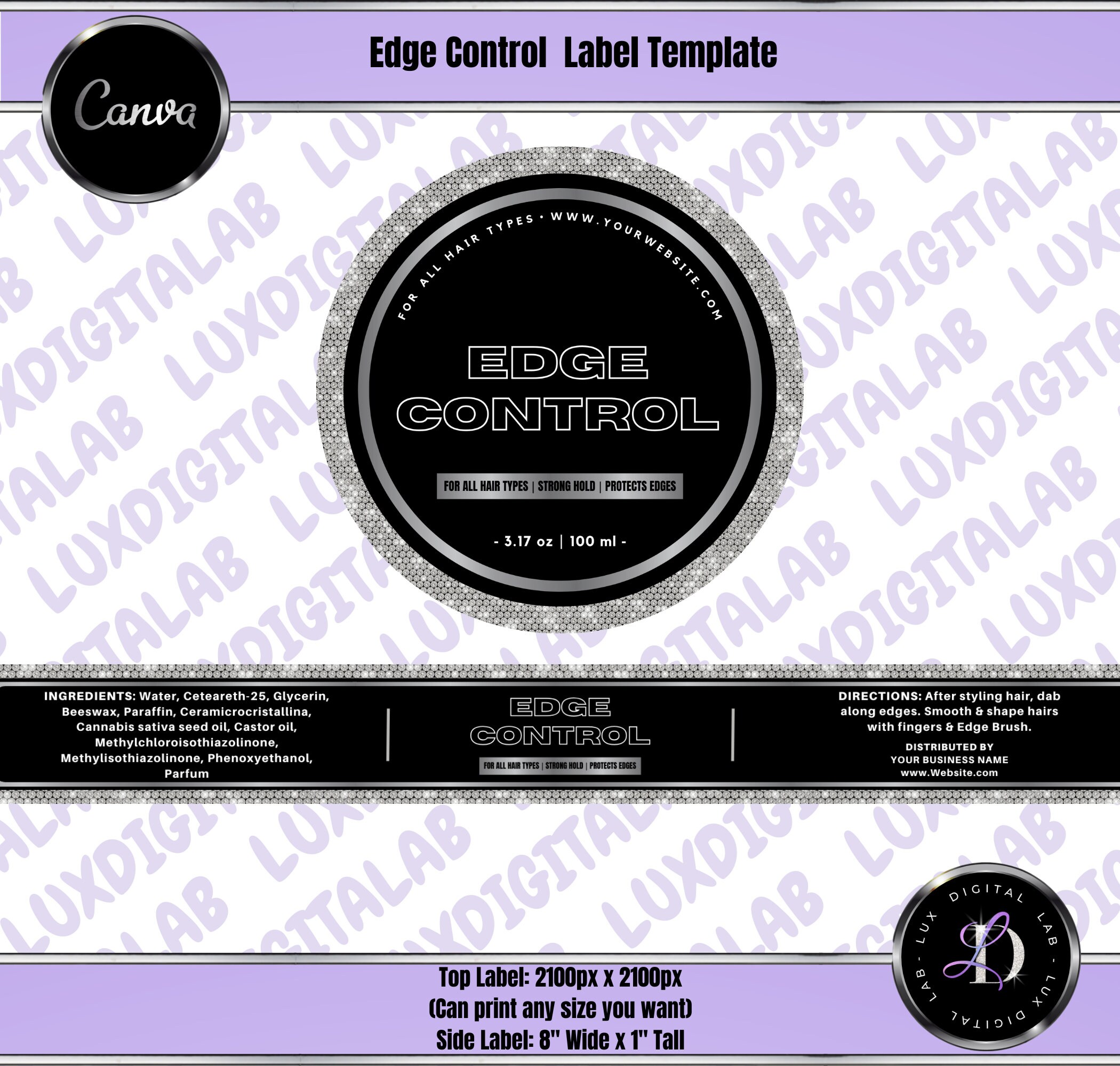 Diamond Edge Control Label Template - Etsy