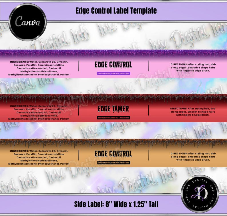 Double Drip Edge Control Label Template - Etsy