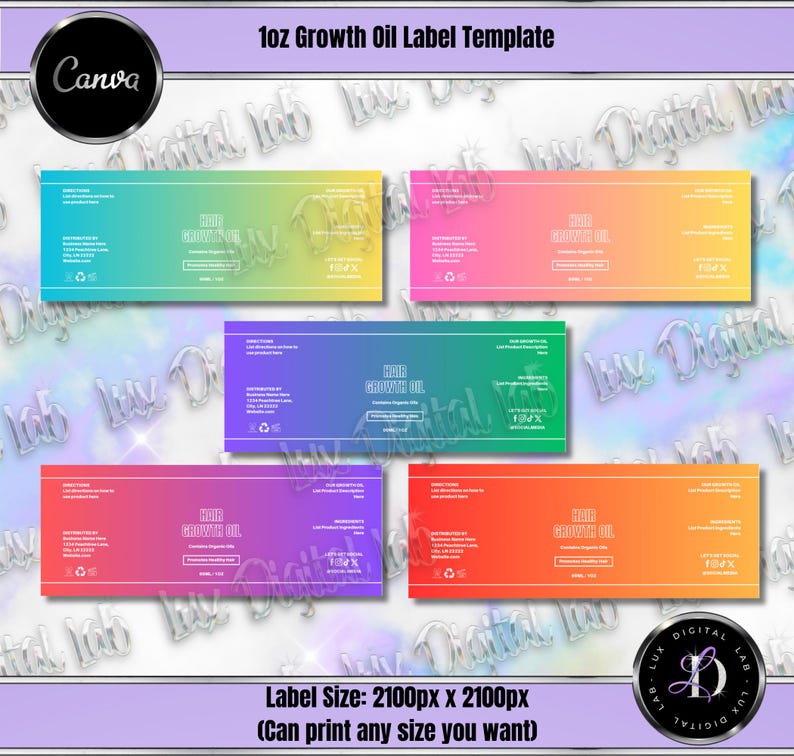 40 Colorful Gradient Product Label Templates Set - Etsy