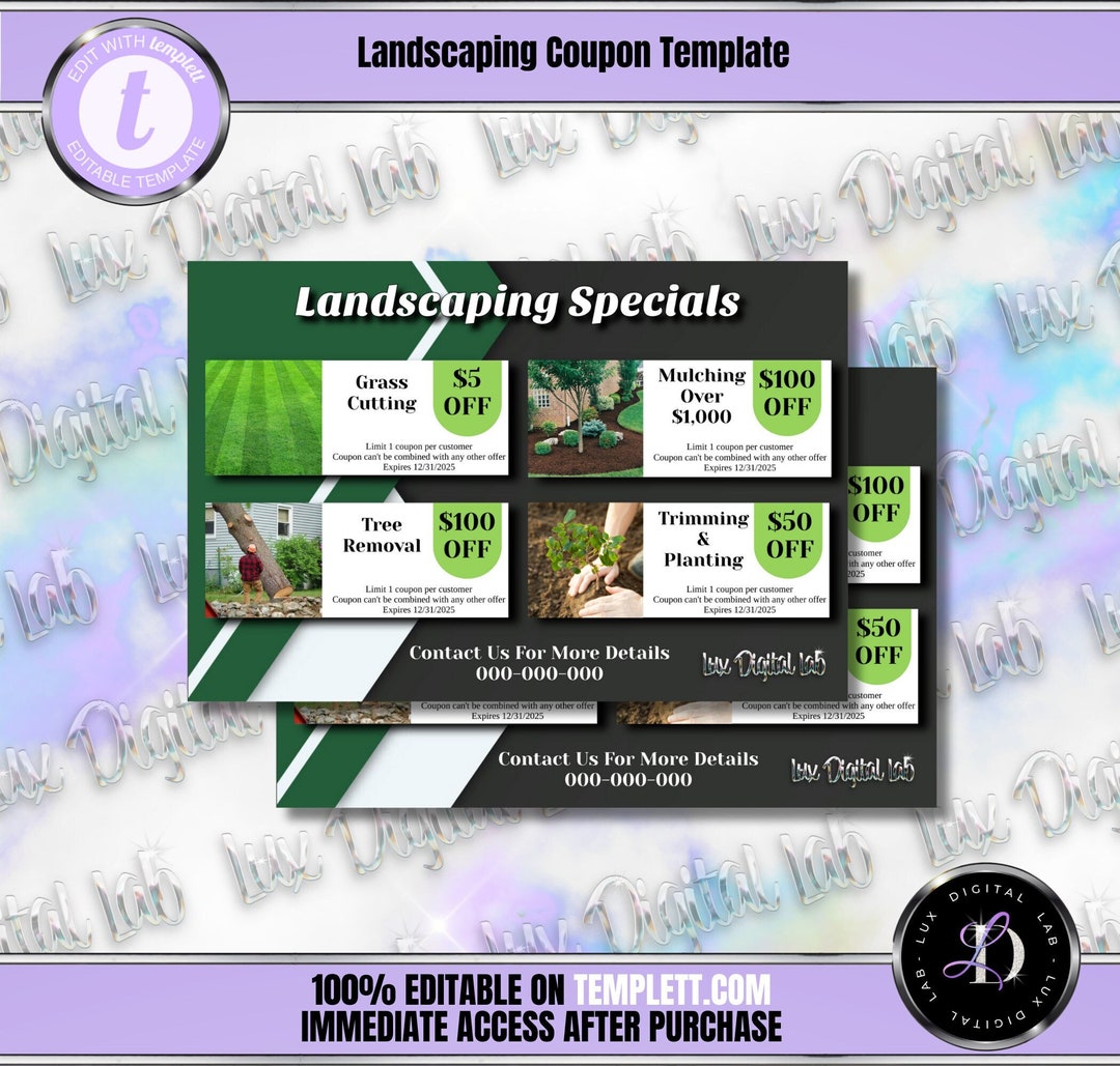 Landscaping Specials / Coupon Template - Etsy