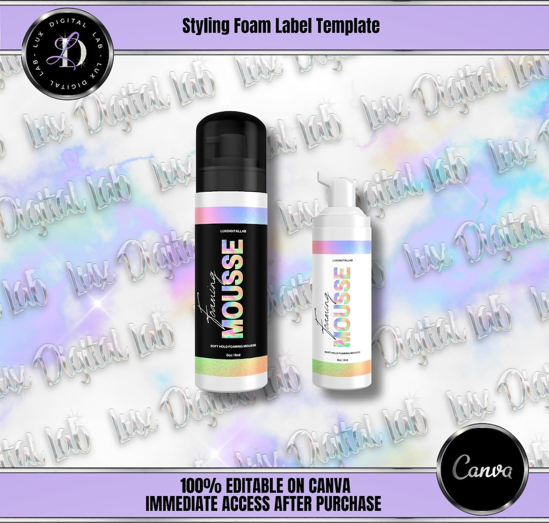 Iridescent Styling Foaming Mousse Label Templates - Etsy