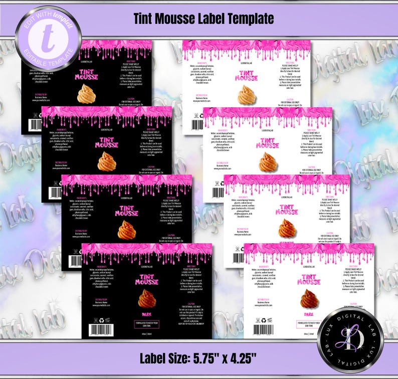 16 Pink Metallic Drip Label Templates Set - Etsy