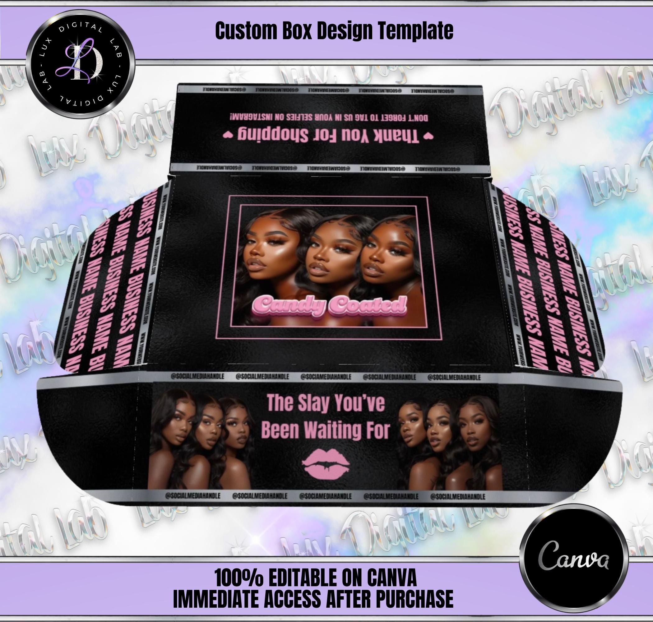 Silver/pink Beauty Box, Wig Box, Hair Box, Makeup Box, Editable ...