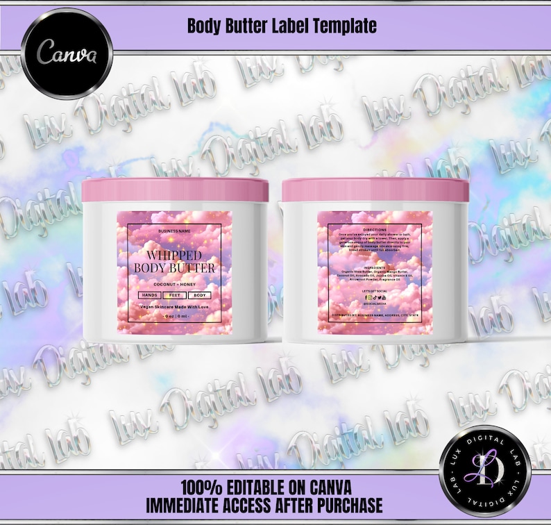 Dreamy Clouds Body Butter Label Template - Etsy