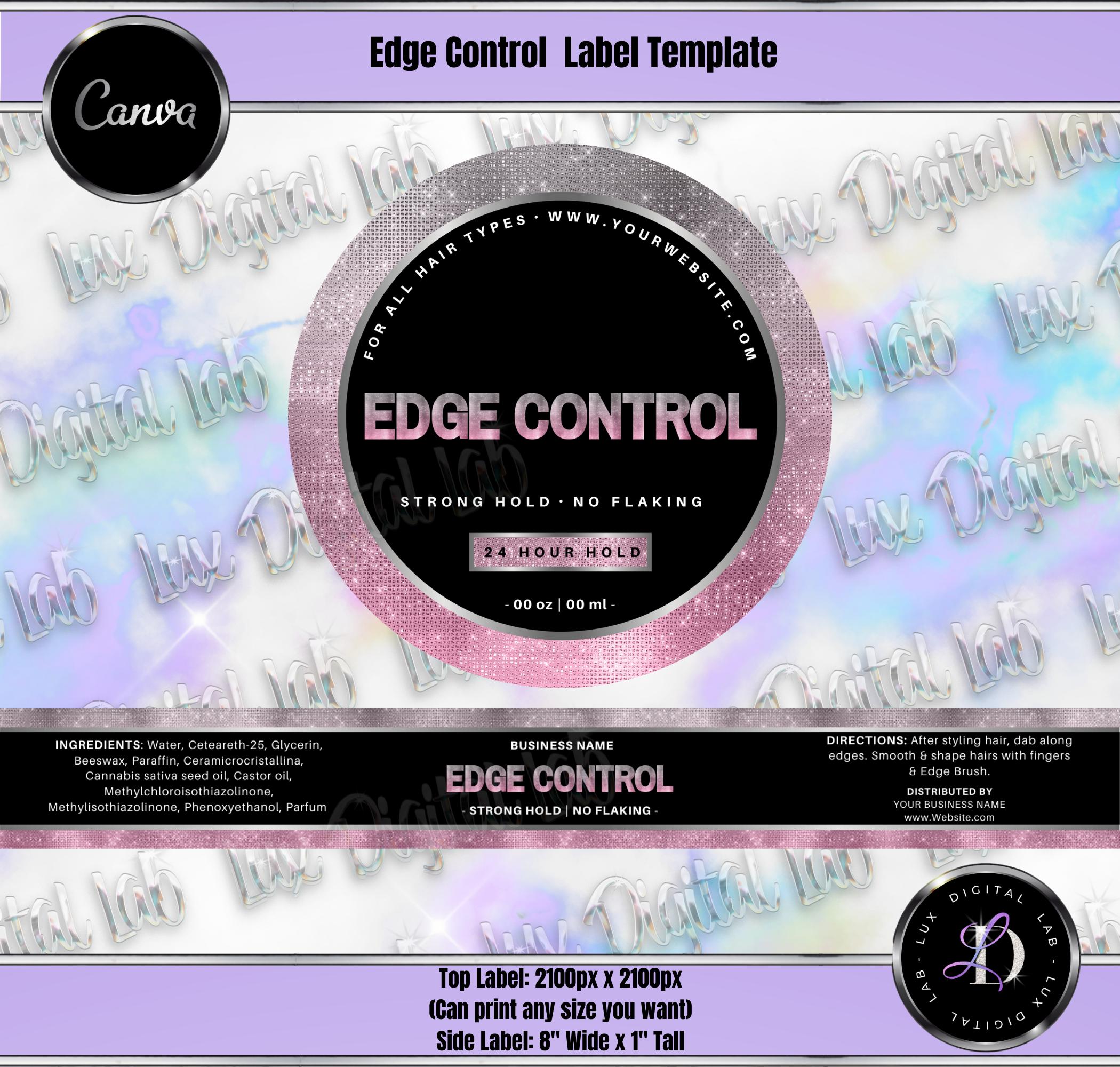 Glitter Gradient EDGE CONTROL Label and Ingredients Label Template - Etsy