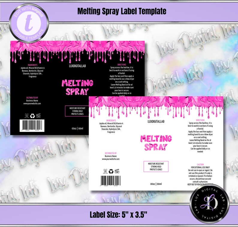 16 Pink Metallic Drip Label Templates Set - Etsy