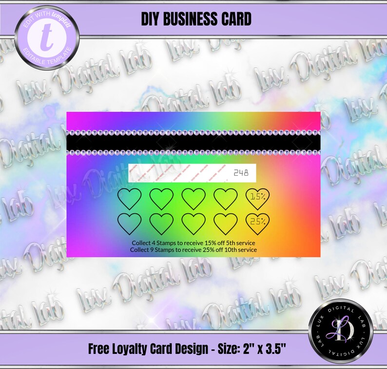 Colorful Editable Business Credit Card Template - Etsy