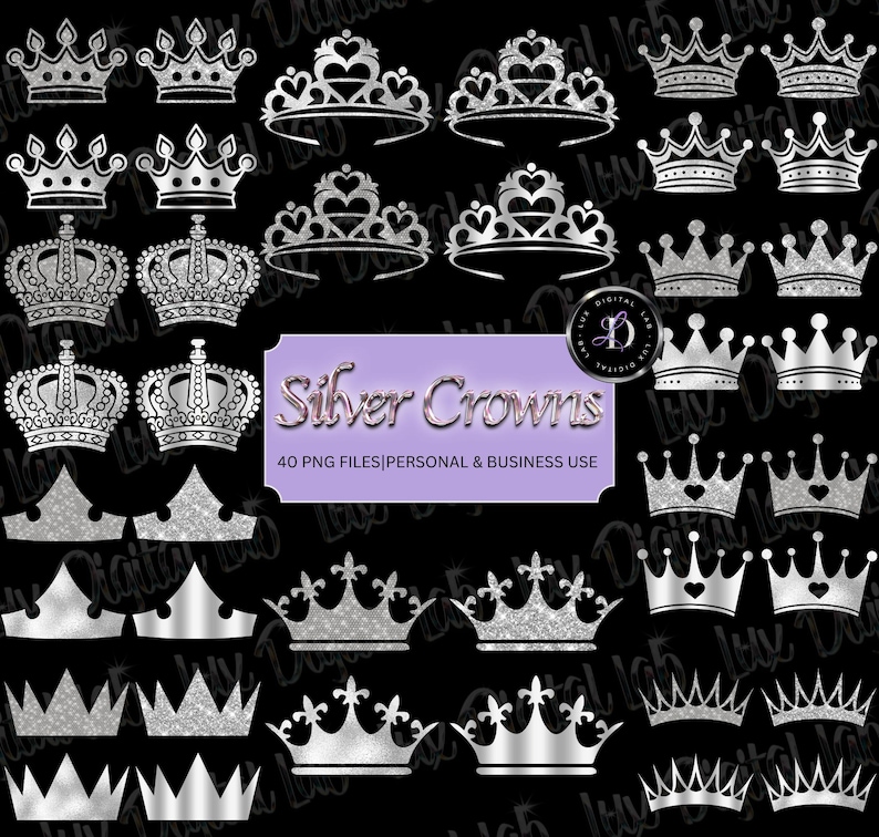 Silver Crowns PNG Clip Art - Etsy