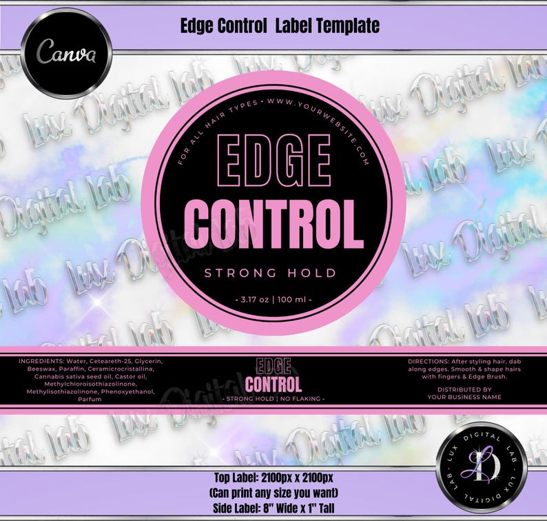 EDGE CONTROL Label Template - Etsy