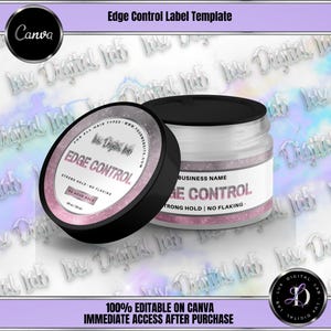 Glitter Gradient EDGE CONTROL Label and Ingredients Label Template - Etsy