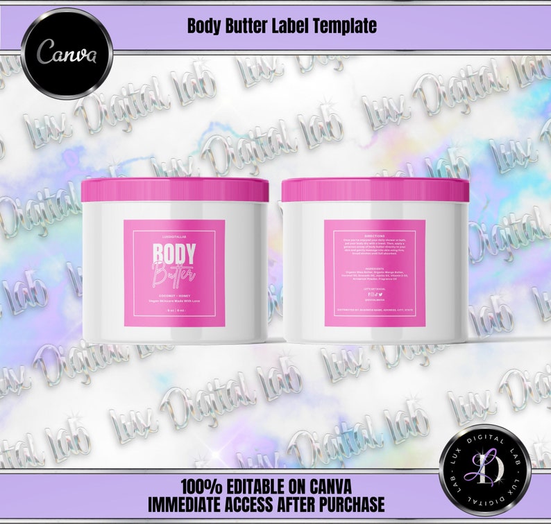 Editable Pink Body Butter Label Template - Etsy