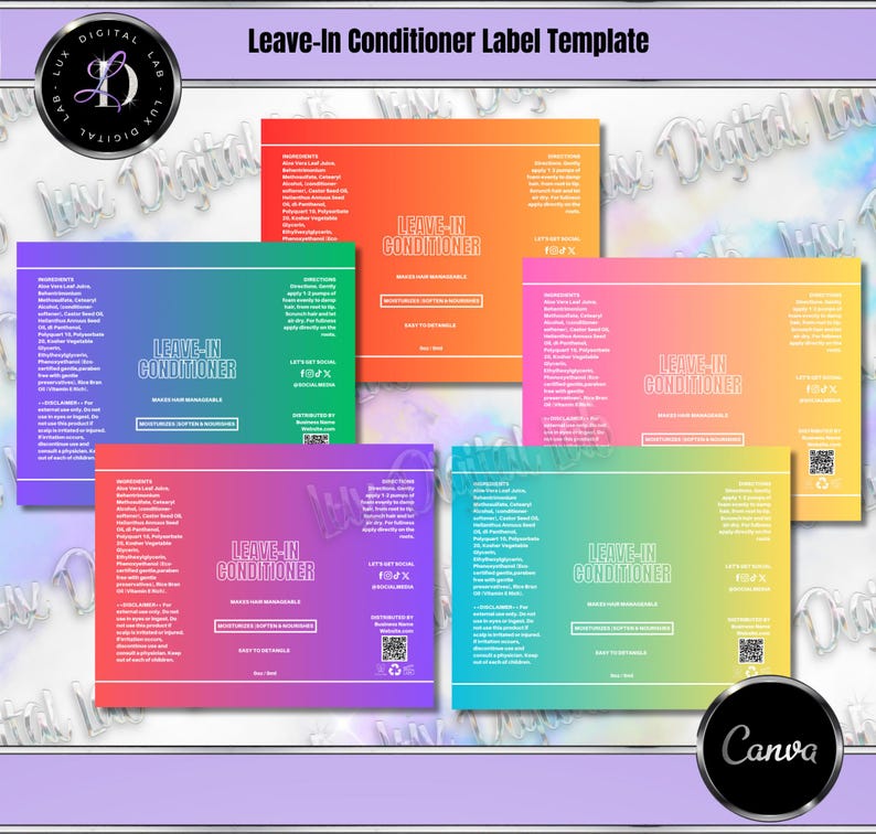 40 Colorful Gradient Product Label Templates Set - Etsy