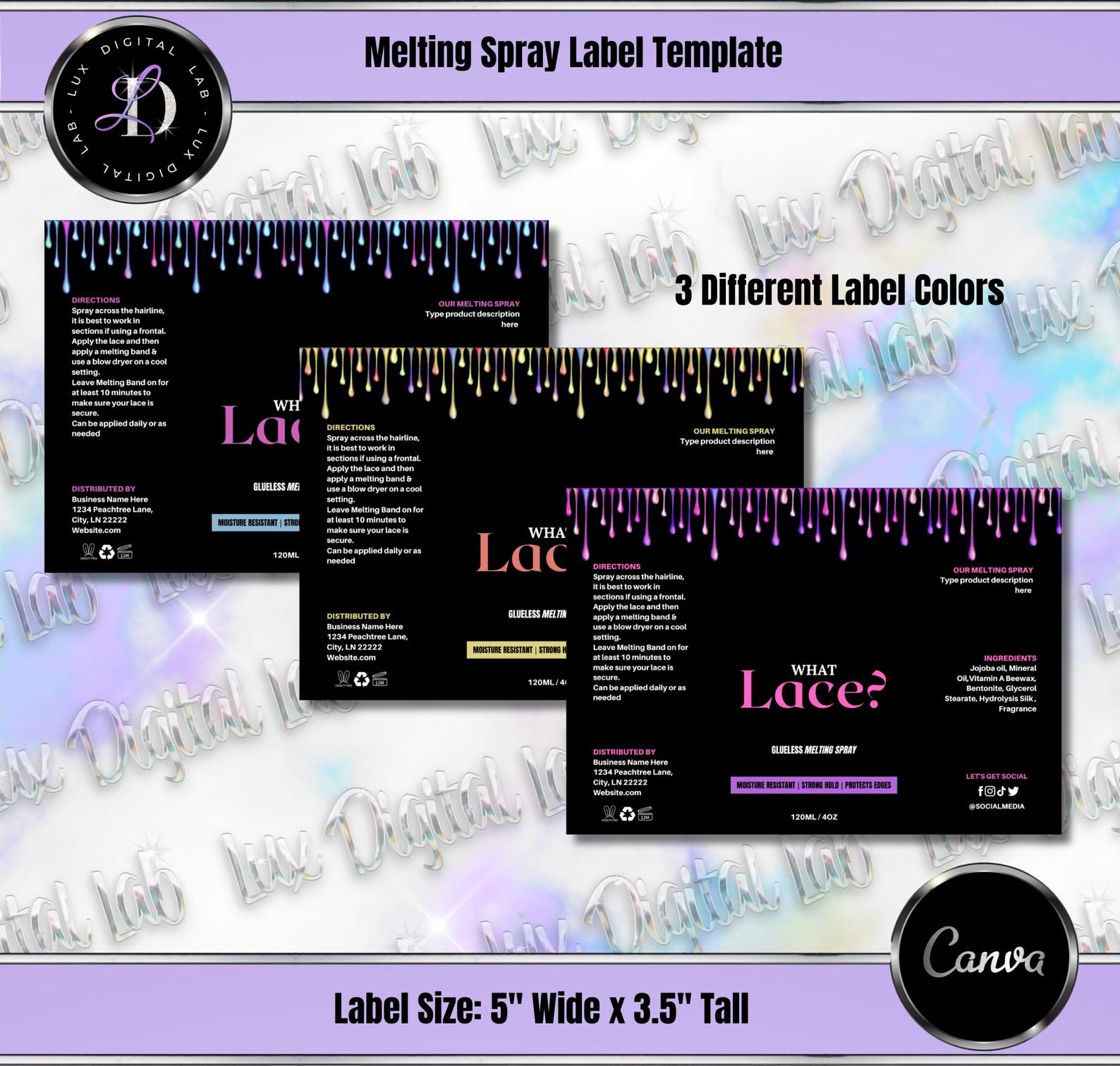 Drip Melting Spray Editable Label Template - Etsy