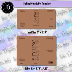 Brown Styling Mousse Label Template - Etsy