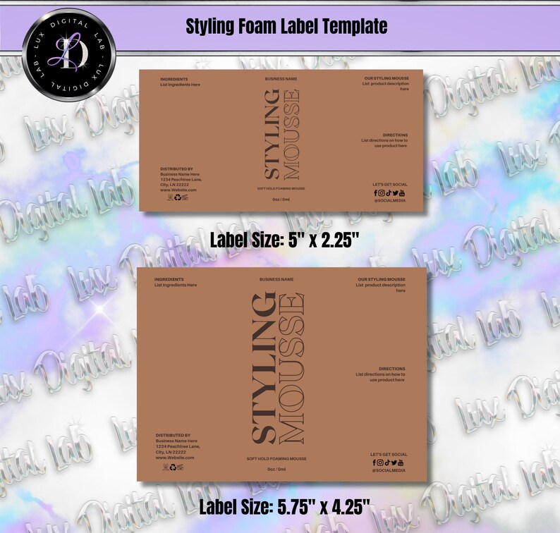 Brown Styling Mousse Label Template - Etsy