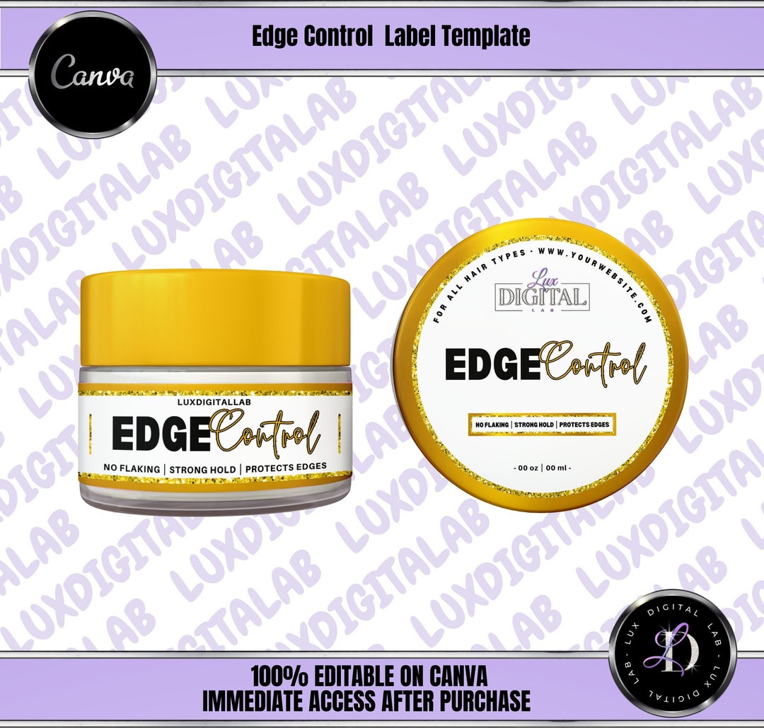 Gold & Glitter Edge Control Label Template - Etsy