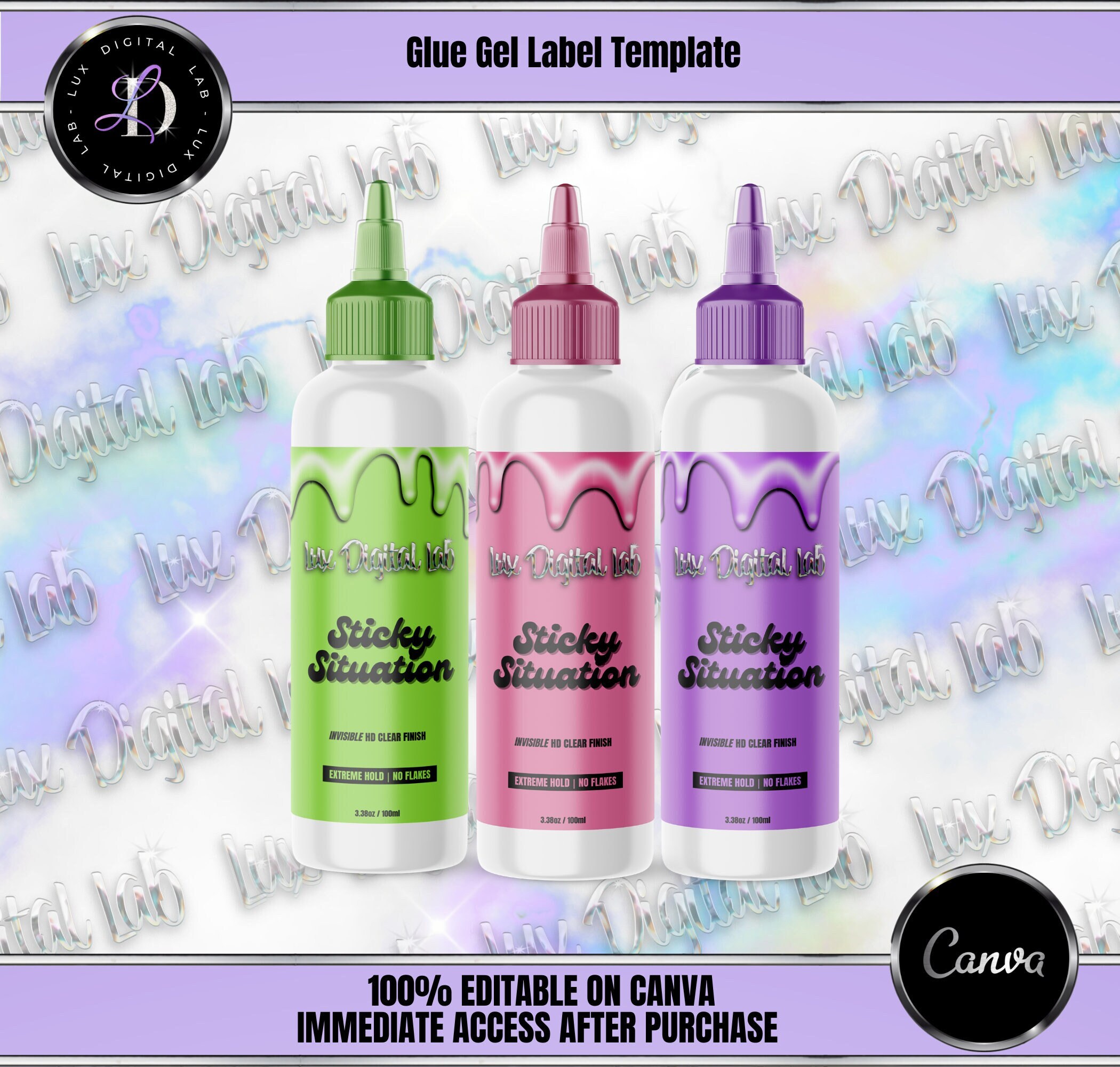 Gooey Drip Glue Gel Label Template - Etsy