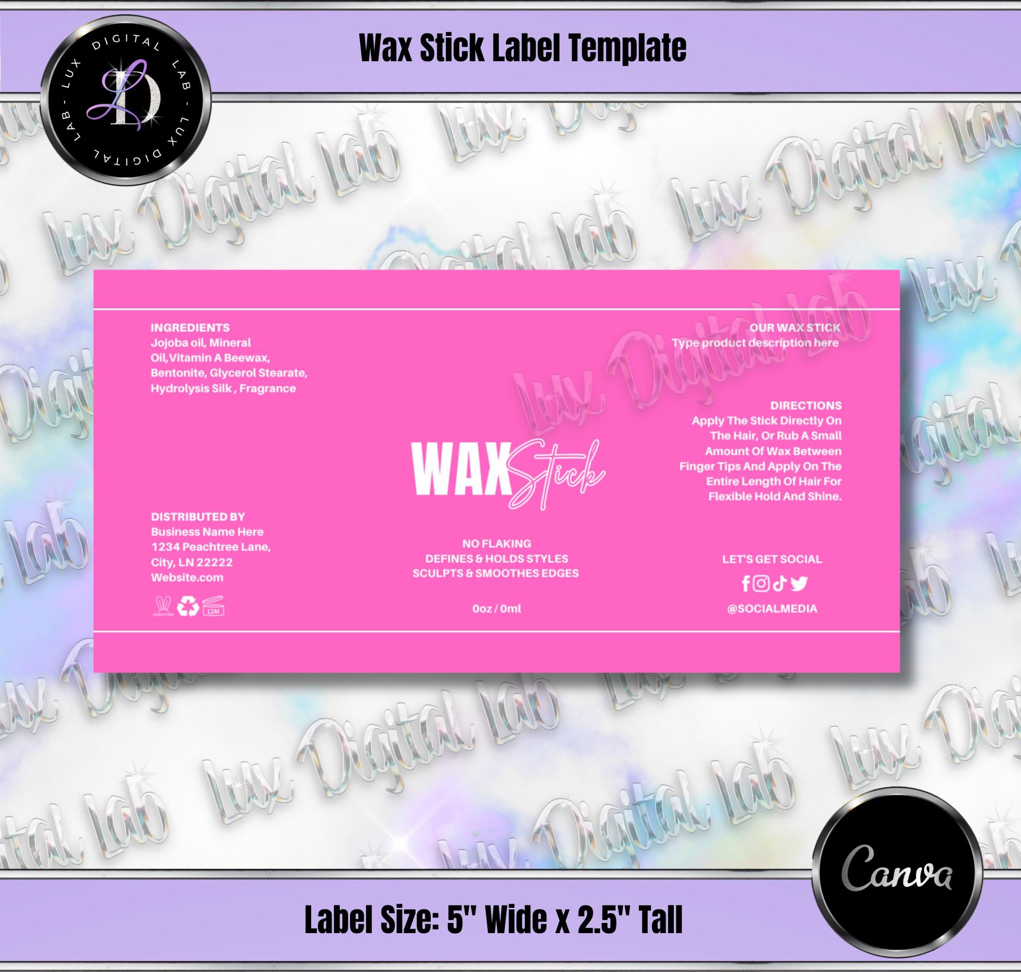 Editable PINK Wax Stick Label Template - Etsy