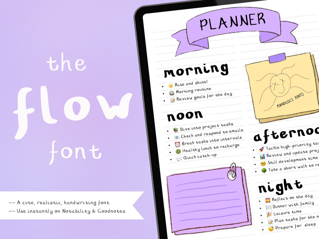 Flow Font Bundle | Four Cute and Realistic Handwritten Fonts, Ideal for ...