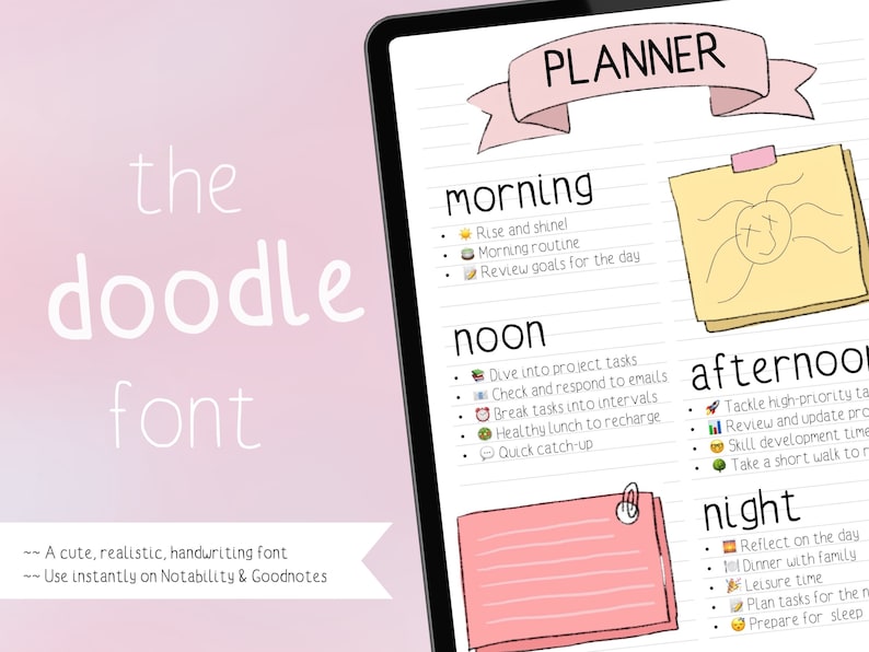 Doodle Font Bundle Six Cute and Realistic Handwritten Fonts, Ideal for ...