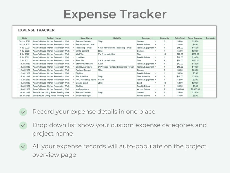 Project Cost Tracker | Project Management | Bookkeeping | Excel - Etsy