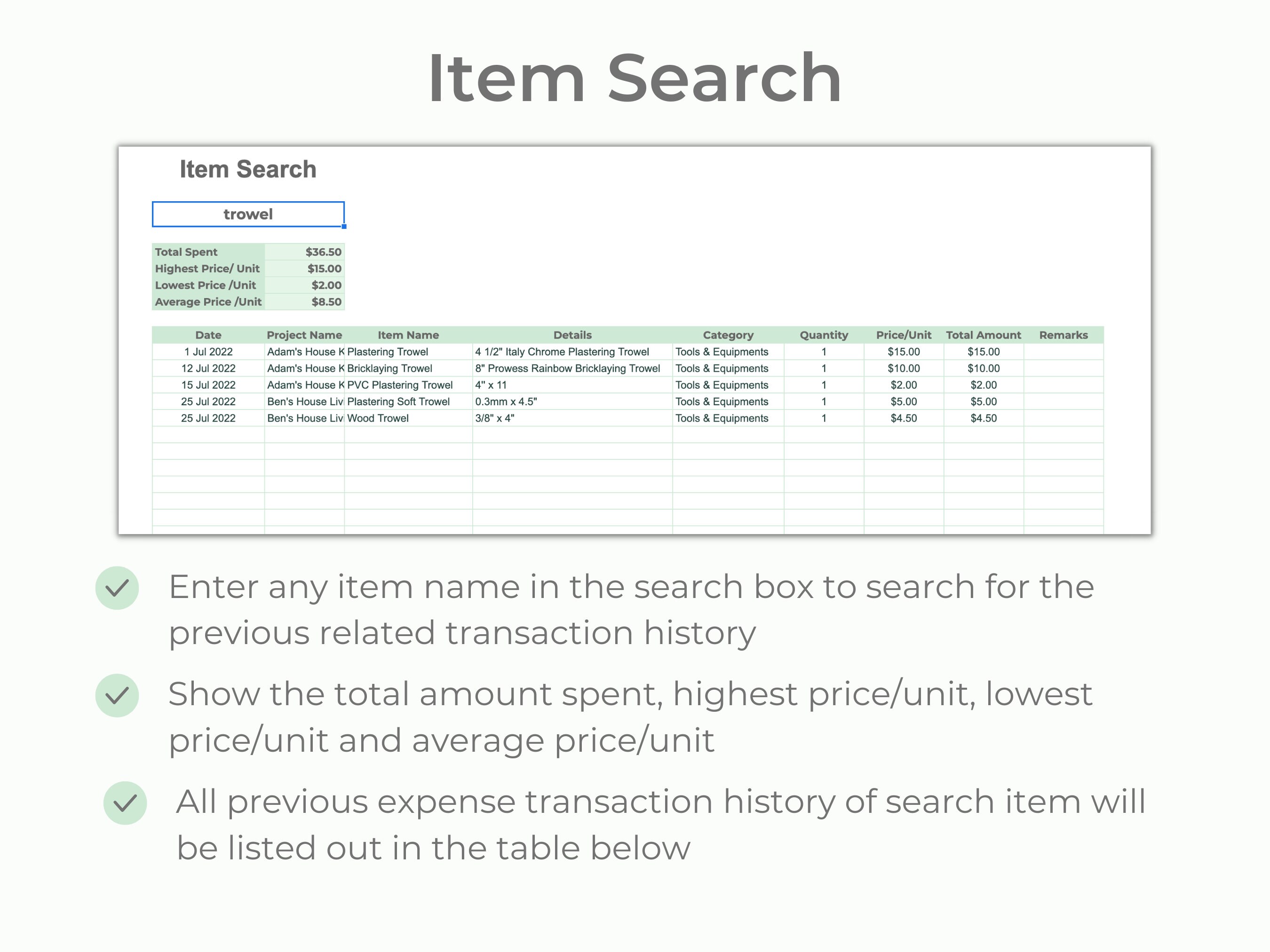 Project Cost Tracker | Project Management | Bookkeeping | Google Sheets ...