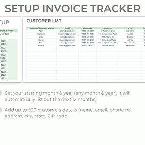 Invoice Tracker Spreadsheet Annual Invoice Tracker Invoice - Etsy
