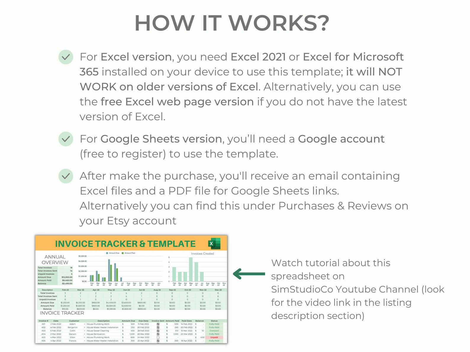 Invoice Tracker Spreadsheet | Annual Invoice Tracker | Invoice Template ...